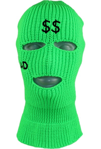 Zirve Şapka 3 Gözlü Yeşil Nakışlı Kar Maskesi