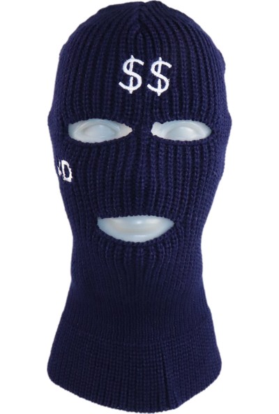 Zirve Şapka 3 Gözlü Nakışlı Kar Maskesi Lacivert