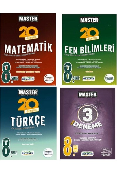 Okyanus 8.sınıf LGS Master Matematik Fen Türkçe 3 Deneme Seti Okyanus 8.sınıf LGS Master Matematik Fen Türkçe 3 Deneme Seti