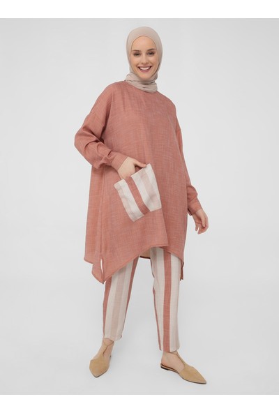 Refka Casual Tunik&Pantolon Ikili Takım Kiremit Bej Refka Casual Tunik&Pantolon Ikili Takım Kiremit Bej