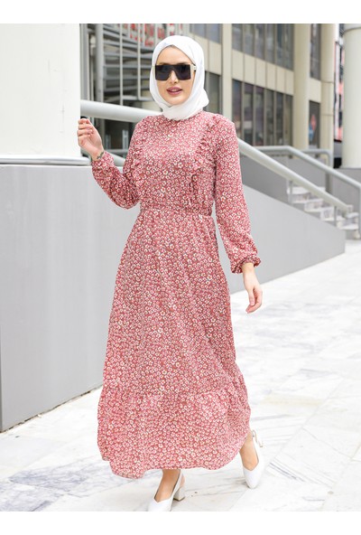 Por La Cara Çiçek Desenli Elbise Derin Pembe Por La Cara Çiçek Desenli Elbise Derin Pembe