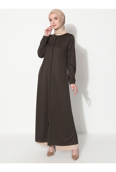 Ecesun Fermuarlı Cepli Ferace Haki