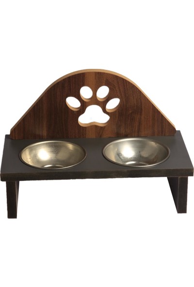 Mini Hediye Mama Kabı Pati Desenli Ahşap Çelik Kaseli Kedi Köpek Mama ve Su Kabı Mini Hediye Mama Kabı Pati Desenli Ahşap Çelik Kaseli Kedi Köpek Mama ve Su Kabı