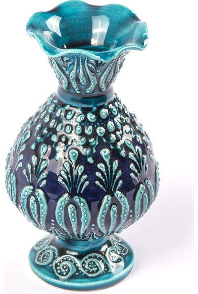 Mini Hediye Çini Vazo El Yapımı Dekoratif Küçük Mavi Çini Vazo 14 x 6 cm Mini Hediye Çini Vazo El Yapımı Dekoratif Küçük Mavi Çini Vazo 14 x 6 cm