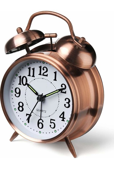 Gntad Masa Saati Çıngıraklı Dekoratif Alarmlı Işıklı Pilli Şık Masa Saati Gntad