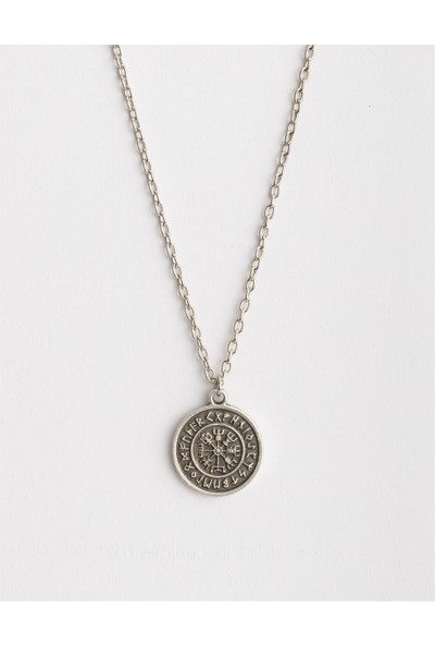 Tudors Gümüş Renk Viking Pusulası Erkek Kolye Tudors Gümüş Renk Viking Pusulası Erkek Kolye