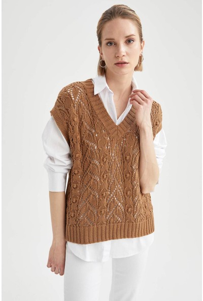 Defacto Örgü Desenli Triko Süveter U1541AZ21SP