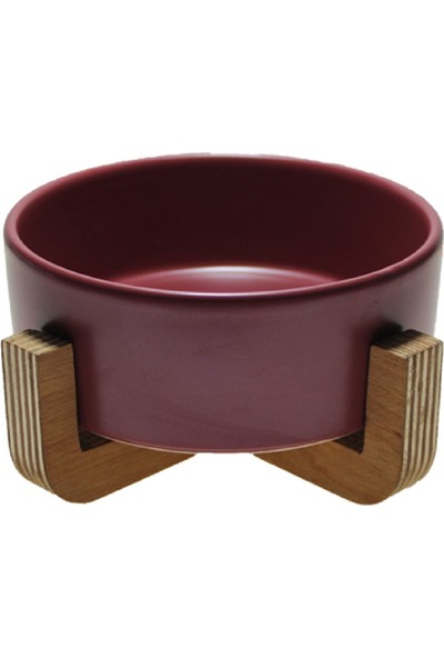 Burak Renkli Iskandinav Seramik Kedi Köpek 500ML Ahşap Standlı Su ve Mama Kabı - Kırmızı Burak Renkli Iskandinav Seramik Kedi Köpek 500ML Ahşap Standlı Su ve Mama Kabı - Kırmızı