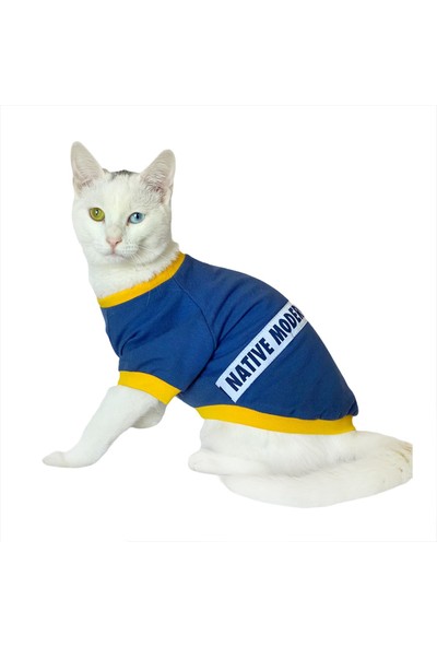 Kemique Native Blue Oval Yaka Tişört Kedi Kıyafeti Kedi Elbisesi Kemique Native Blue Oval Yaka Tişört Kedi Kıyafeti Kedi Elbisesi