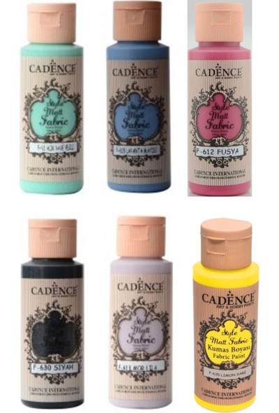 Cadence Kumaş Boyası 59 ml Style Mat 6'lı Set New Cadence Kumaş Boyası 59 ml Style Mat 6'lı Set New