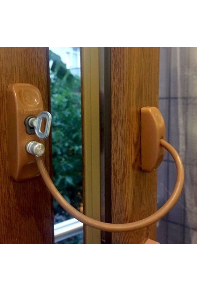 10 Adet Kahverengi Anahtarlı Halatlı Güvenlik Pvc Kapı Pencere Emniyet Kilidi