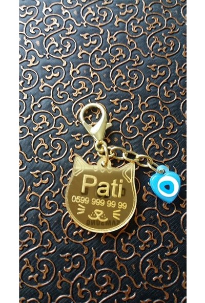 Trakyamama Kedi Künyesi Kedi Tasması Kaybolursam Ara Isimlik- Sarı 3 cm x 3 cm