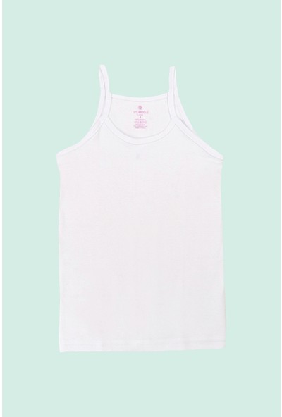 Ceylanoğlu 6'lı Beyaz Ribana Saten Ip Askılı Kız Atlet