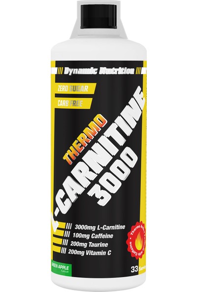 Dynamic Nutrition Dynamic Thermo L-Carnitine 3000 Mg 1000 ml Yeşil Elma Aromalı Dynamic Nutrition Dynamic Thermo L-Carnitine 3000 Mg 1000 ml Yeşil Elma Aromalı