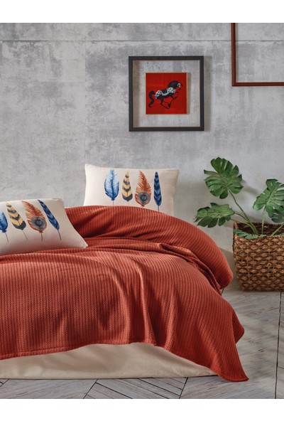 Cotton Box Çift Kişilik Bond Pike Takımı Plumy Kiremit Cotton Box Çift Kişilik Bond Pike Takımı Plumy Kiremit
