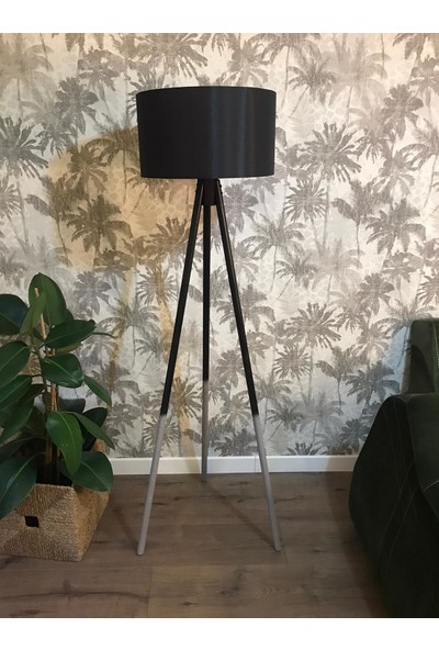 Homedit Tripod Çift Renk Lambader - Gri-Siyah Ayak Lambader Kumaş Başlık Homedit Tripod Çift Renk Lambader - Gri-Siyah Ayak Lambader Kumaş Başlık