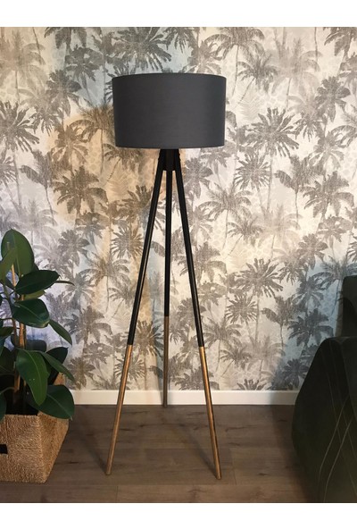 Homedit Tripod Çift Renk Lambader - Gold-Siyah Ayak Lambader Kumaş Başlık Homedit Tripod Çift Renk Lambader - Gold-Siyah Ayak Lambader Kumaş Başlık