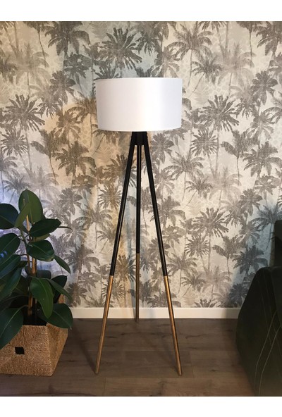 Homedit Tripod Çift Renk Lambader - Gold-Siyah Ayak Lambader Kumaş Başlık Homedit Tripod Çift Renk Lambader - Gold-Siyah Ayak Lambader Kumaş Başlık