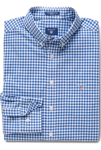 Gant Erkek Mavi Regular Fit Broadcloth Kareli Gömlek 3046700.436 Gant Erkek Mavi Regular Fit Broadcloth Kareli Gömlek 3046700.436