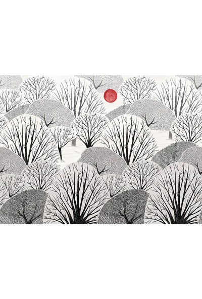 Moda Duvar Siyah Beyaz Ağaçlar Duvar Kağıdı Vinil Tutkal Hediyeli