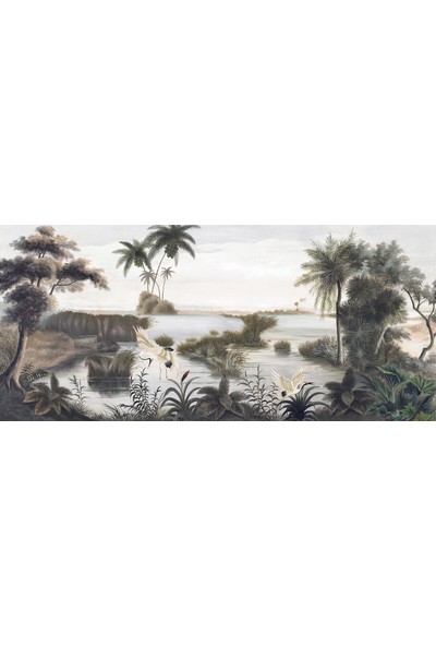 Moda Duvar Tropikal Palmiye ve Muz Ağaçları Vinil Duvar Kağıdı Tutkal Hediyeli