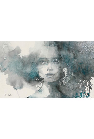 Moda Duvar Kadın Portresi Vintage Suluboya Görünümlü Vinil Duvar Kağıdı Tutkal Hediyeli