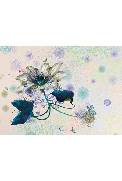 Moda Duvar Vintage Duvar Görünümlü Büyük Çiçek Vinil Duvar Kağıdı Tutkal Hediyeli