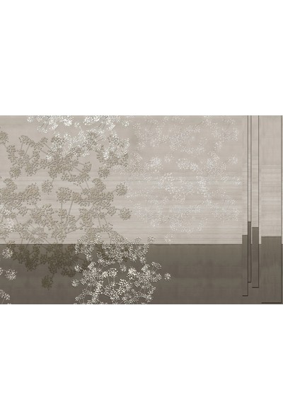 Moda Duvar Vintage Gri Çiçekler Vinil Duvar Kağıdı Tutkal Hediyeli