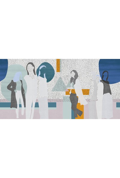 Moda Duvar Puantiyeli Kadın Silüeti Desenleri ve Şekiller Vinil Duvar Kağıdı Tutkal Eklenecek