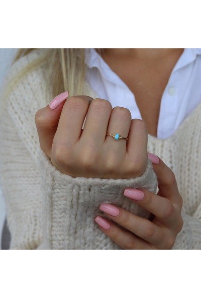 Değerli Kuyumculuk Mavi Taşlı Yüzük