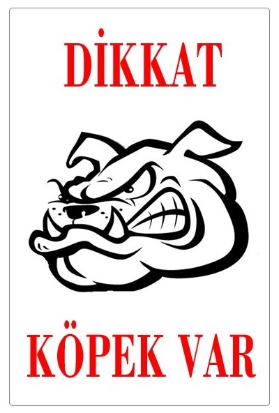 Dali's Dikkat Köpek Var Uyarı Levhası (Bulldog Kafası)