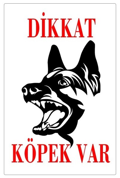 Dali's Dikkat Köpek Var Uyarı Levhası (Alman Kurdu)