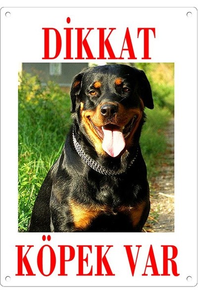 Dali's Dikkat Köpek Var Uyarı Levhası (Renkli Rottweiler)