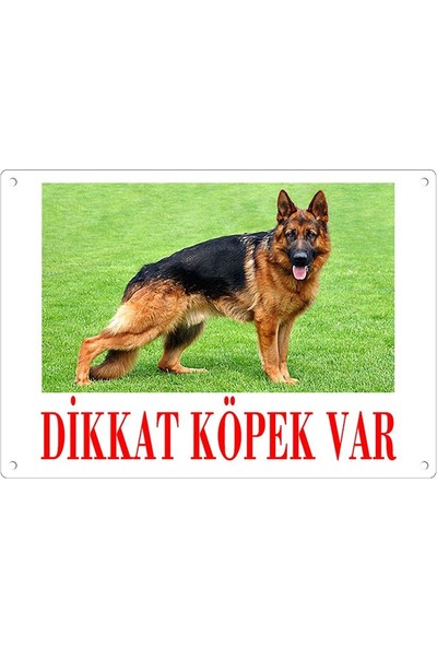 Dali's Dikkat Köpek Var Uyarı Levhası (Renkli Alman Kurdu)