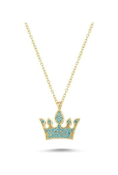 Dali's Mavi Taşlı Taç Model Kolye