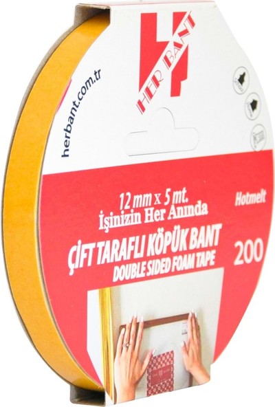 Her Bant Çift Taraflı Köpük Bant 12 Mmx5 mt