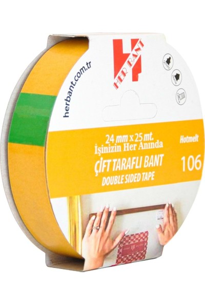 Her Bant Çift Taraflı Bant 24 mm x 25 mt