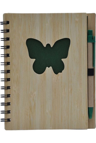 Slm Kelebek Desenli Defter Kalemli
