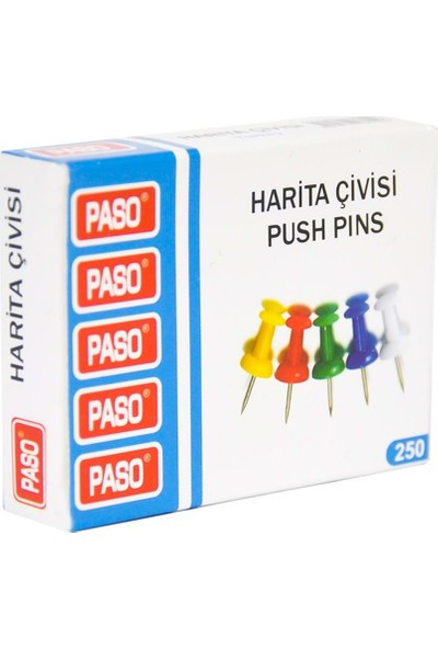 Paso Renkli Harita Çivisi Silindir