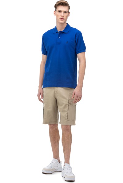 Nautıca Erkek Bej Keten Kargo Bermuda Şort B81066T.2TK