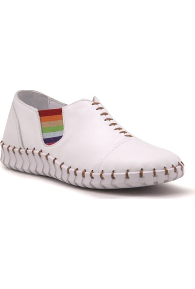 Venüs Bayan Deri Bağsız Düz Ayakkabı Beyaz 36-40