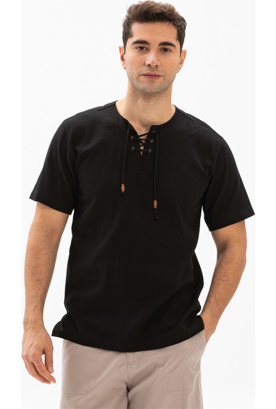 Eliş Şile Bezi Büyük Beden Kısa Kol Şile Bezi Zımbalı Erkek Tshirt Siyah Eliş Şile Bezi Büyük Beden Kısa Kol Şile Bezi Zımbalı Erkek Tshirt Siyah