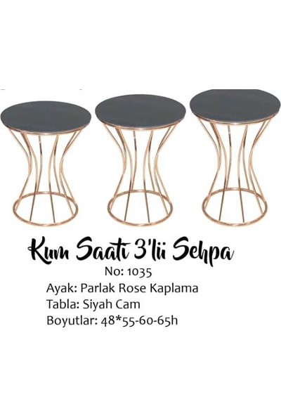 Bengi Ticaret Bengi Sehpa Zigon Kum Saati 1035 Parlak Rose Siyah Cam Tabla Bengi Ticaret Bengi Sehpa Zigon Kum Saati 1035 Parlak Rose Siyah Cam Tabla