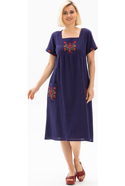 Eliş Şile Bezi Büyük Beden Şile Bezi Melek Elbise Mor
