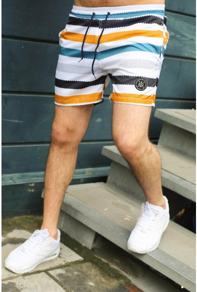 Madmext Çizgili Hardal Yüzme Şortu 2945