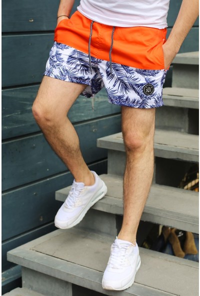 Madmext Baskılı Turuncu Deniz Şortu 2949
