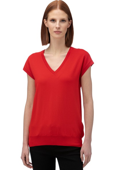 Nautica Kadın V Yaka Kırmızı Triko 61S100T.6QT