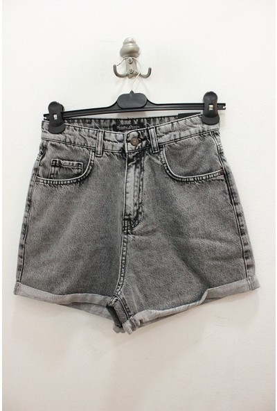Twister Bayan Gri Renk Kısa Kot Şort 104007