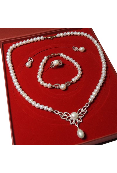 Chavin Inci Rose Gümüş Kolye Küpe Bileklik Yüzük Takım Set EI69 Chavin Inci Rose Gümüş Kolye Küpe Bileklik Yüzük Takım Set EI69