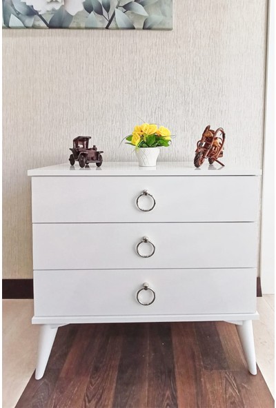 Viola Consept Şifonyer 3 Çekmeceli Beyaz / Altın